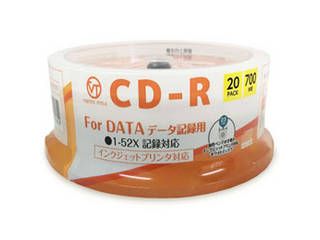 VERTEX CD-R(Data) 1回記録用 700MB 1-52倍速 20Pスピンドルケース20P インクジェットプリンタ対応(ホワイ ...