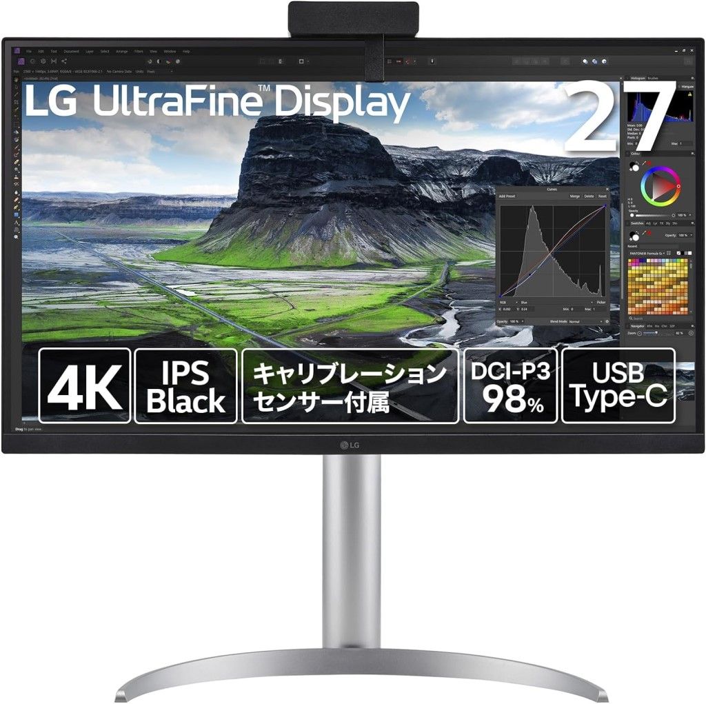 27インチ4K液晶ディスプレイ (3840x2160/IPS/PD90W/チルト//高さ調整/ピボット/3年保証) 27UQ85RV-W ...