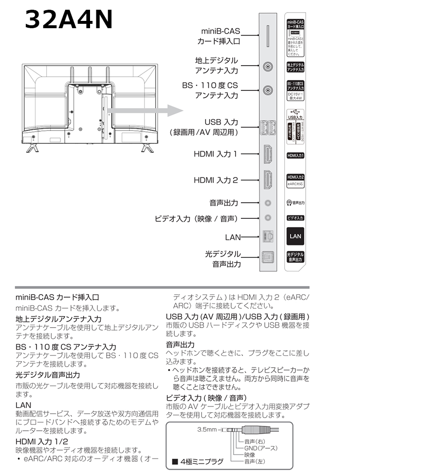 32A4N 32V型 液晶テレビ フルハイビジョン液晶テレビ 【 ムラウチドットコム